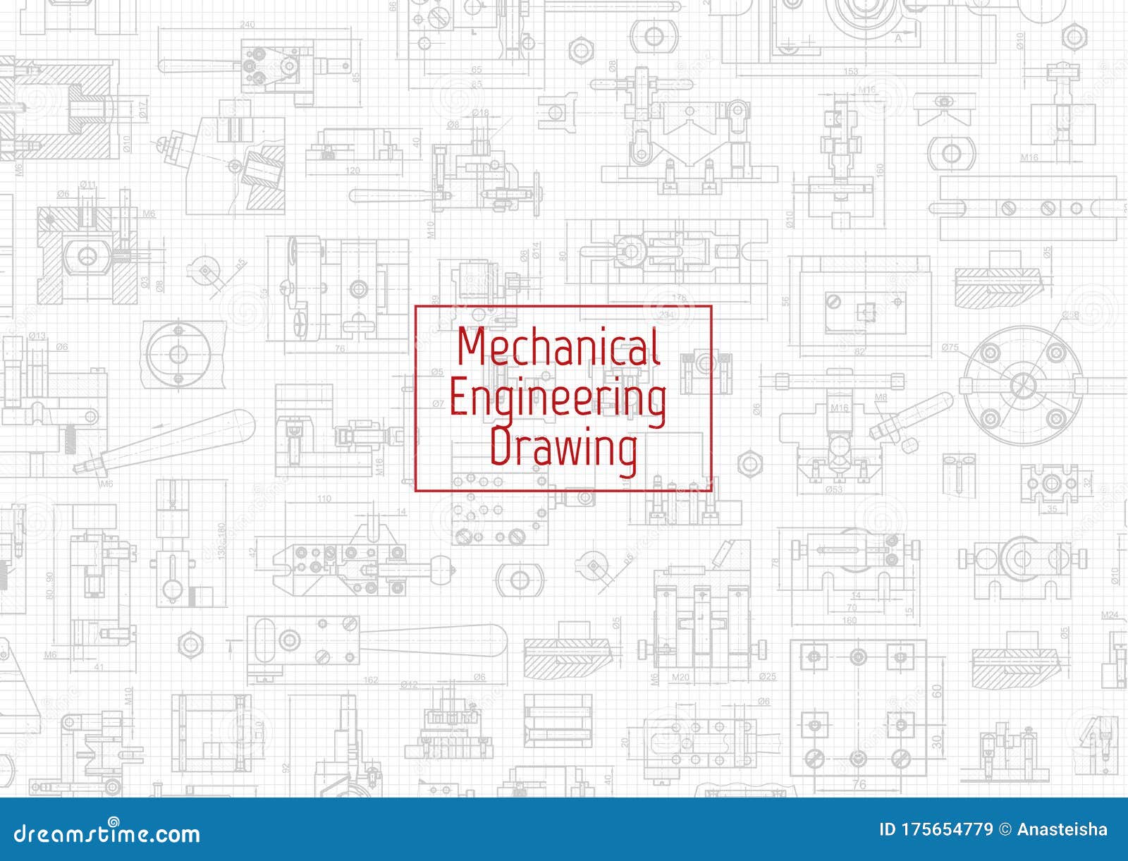 Engineering Backgrounds. Mechanical Engineering Drawings. Cover. Banner ...