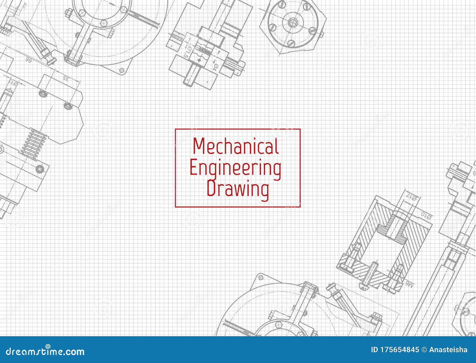 Engineering Backgrounds. Mechanical Engineering Drawings. Cover. Banner ...