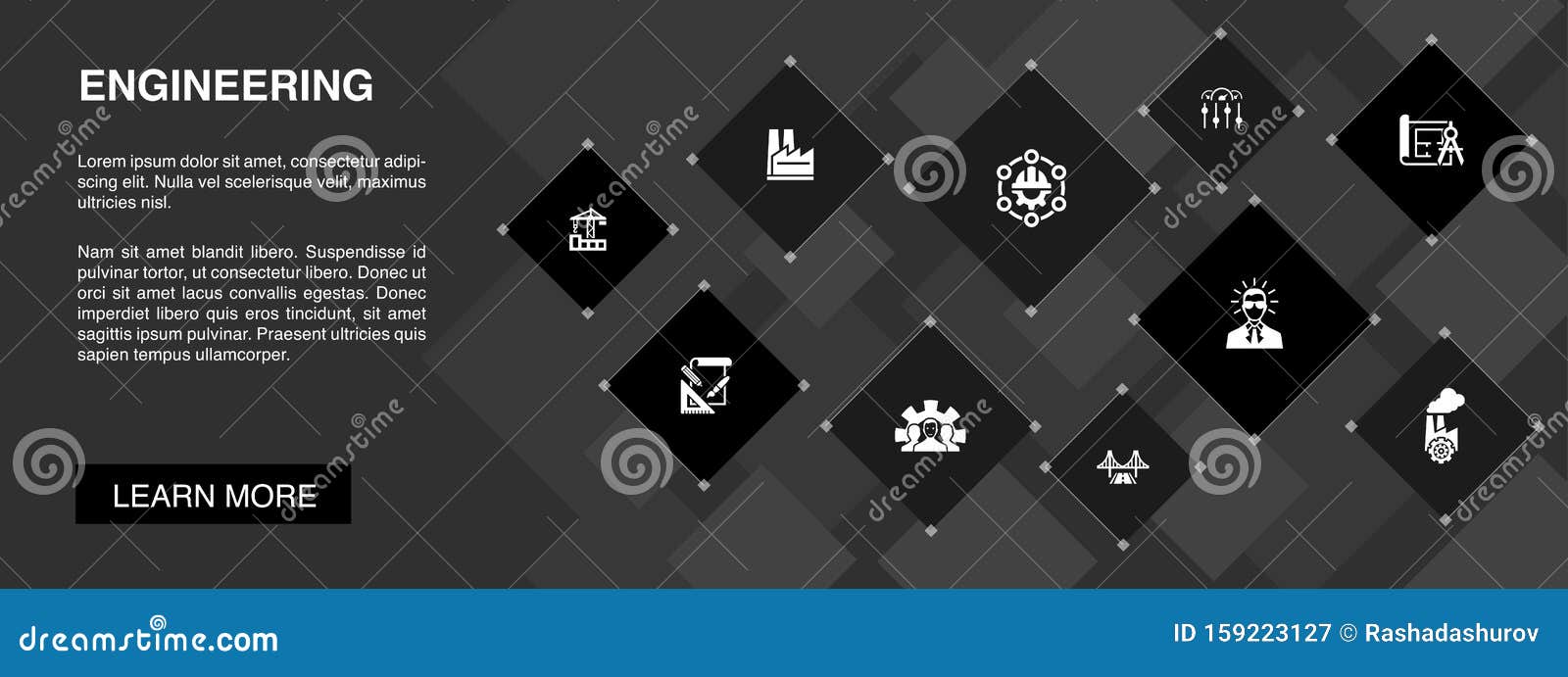 Engineering Banner 10 Icons Concept Stock Vector - Illustration of ...