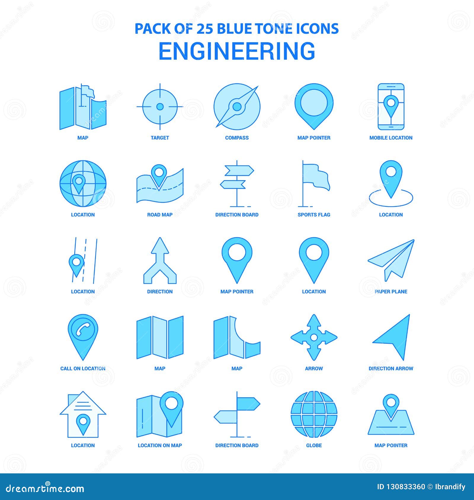 Engineering Blue Tone Icon Pack - 25 Icon Sets Stock Vector ...