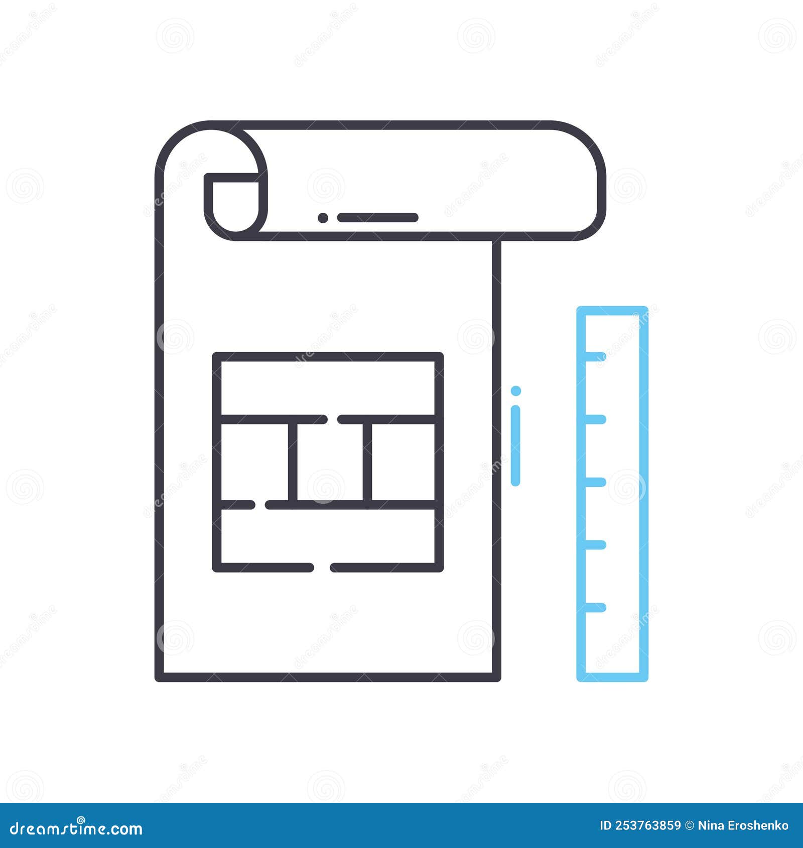Engineering Blueprint Line Icon, Outline Symbol, Vector Illustration ...
