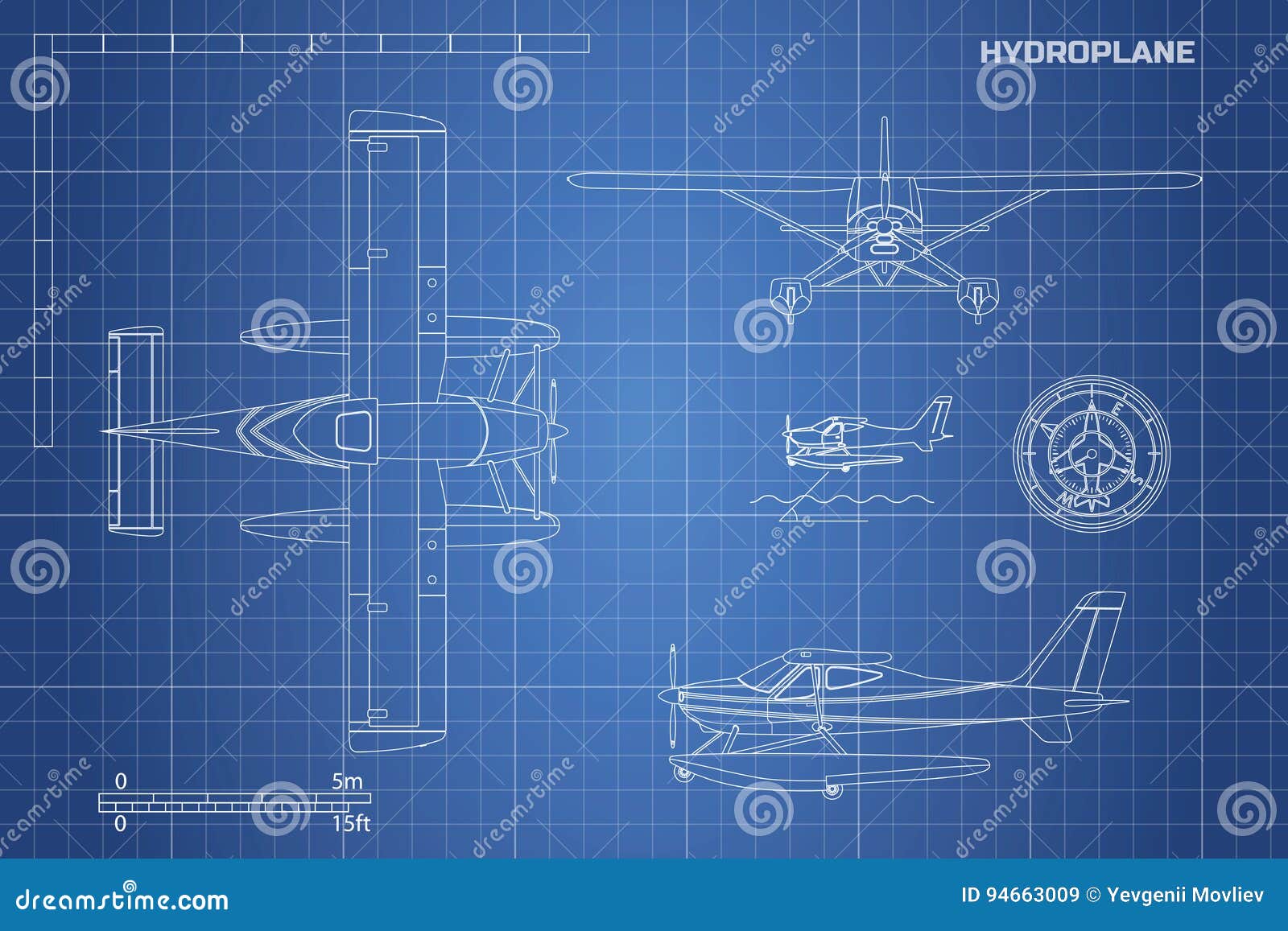 Engineering Blueprint Of Retro Car. Vintage Cabriolet. Front, Side And ...