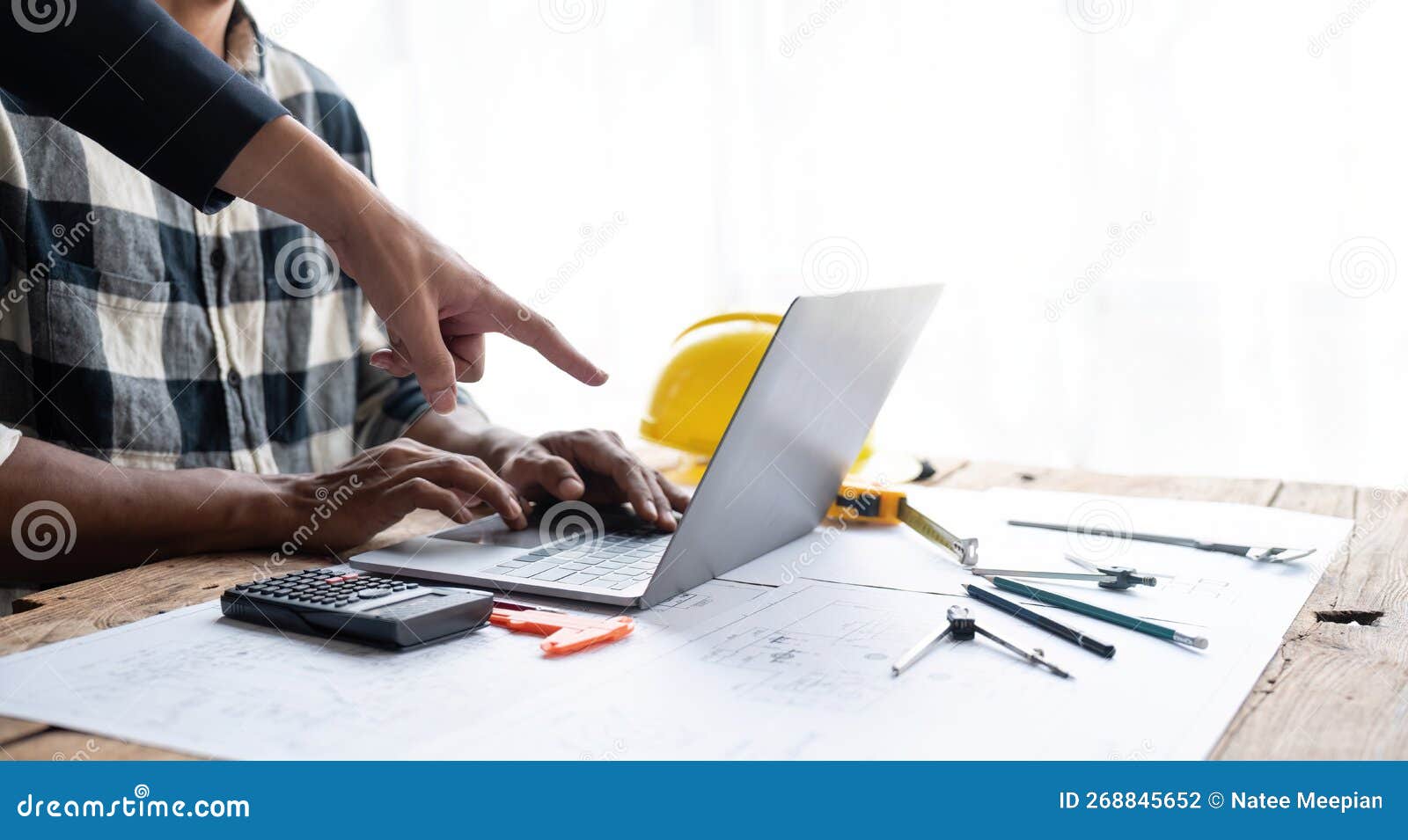 In Engineering Bureau Engineers Discussing Technical Construction Stock ...