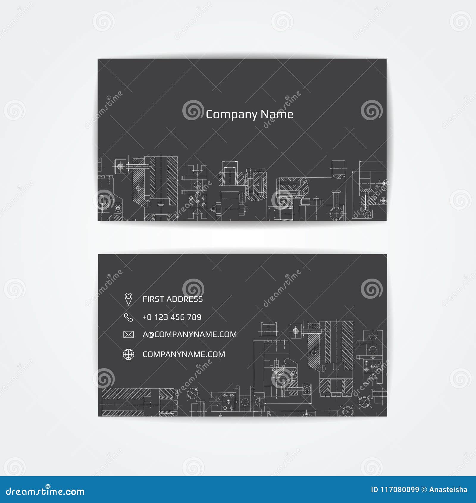 Engineering Business Card. Engineering Drawings. Vector Illustration ...
