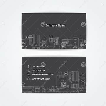 Engineering Business Card. Engineering Drawings. Vector Illustration ...