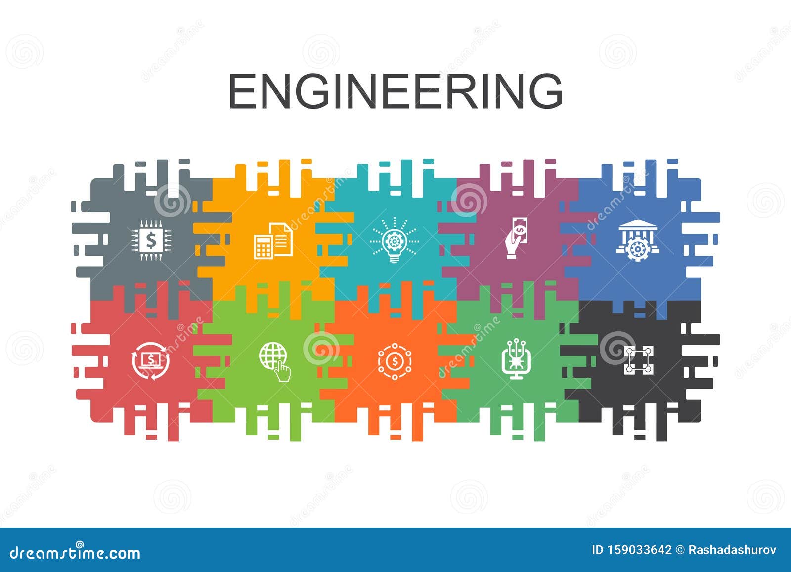 Engineering Cartoon Template with Flat Stock Vector - Illustration of ...