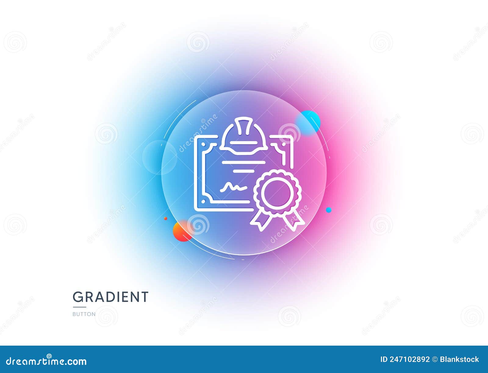 Engineering Certificate Line Icon. Technical Documentation Sign. Gradient Blur Button. Vector ...