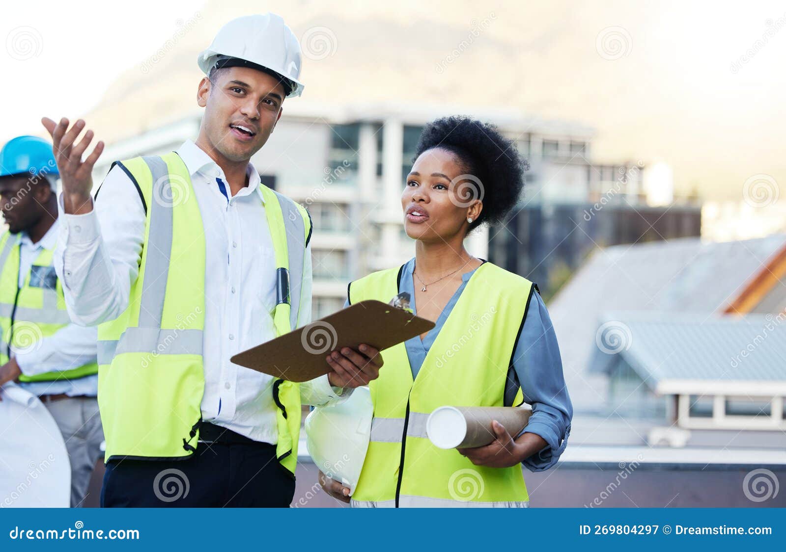 Engineering, Clipboard and Construction Workers Planning Project in ...