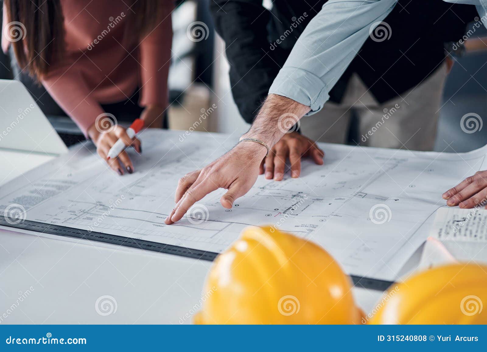 Engineering, Collaboration or Hands with Blueprint in Office for ...