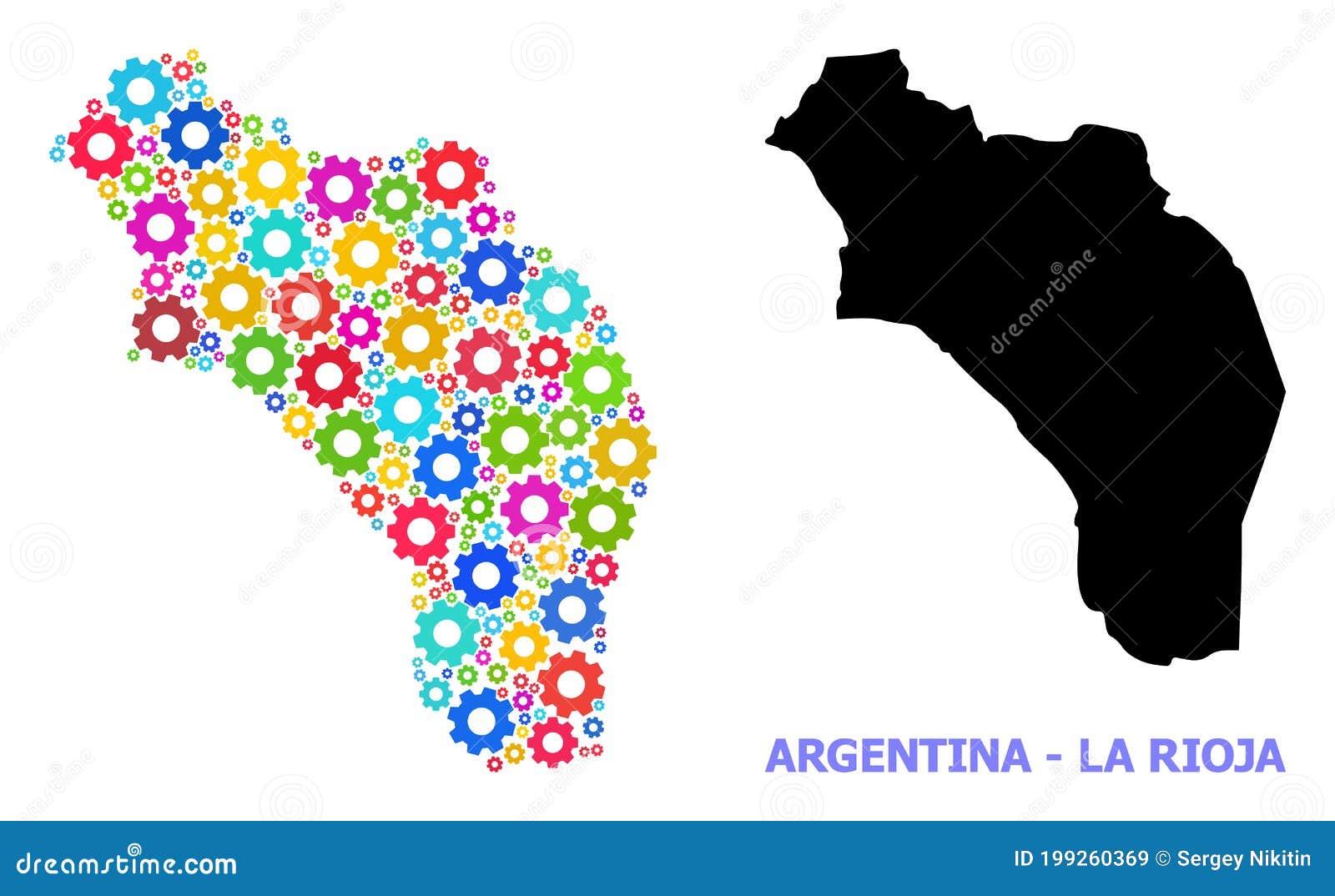 Engineering Collage Map Of Argentina - La Rioja With Colored Gears ...