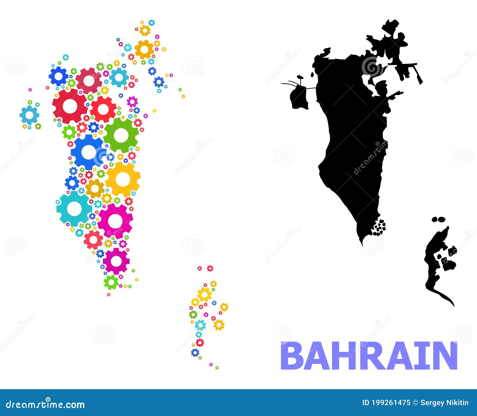 Engineering Collage Map of Bahrain with Bright Gears Stock Illustration ...