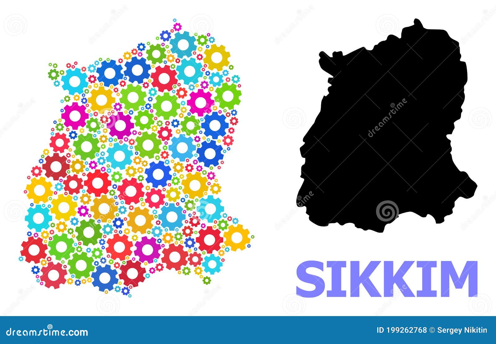 Engineering Collage Map Of Qatar With Colorful Wheels Cartoon Vector ...