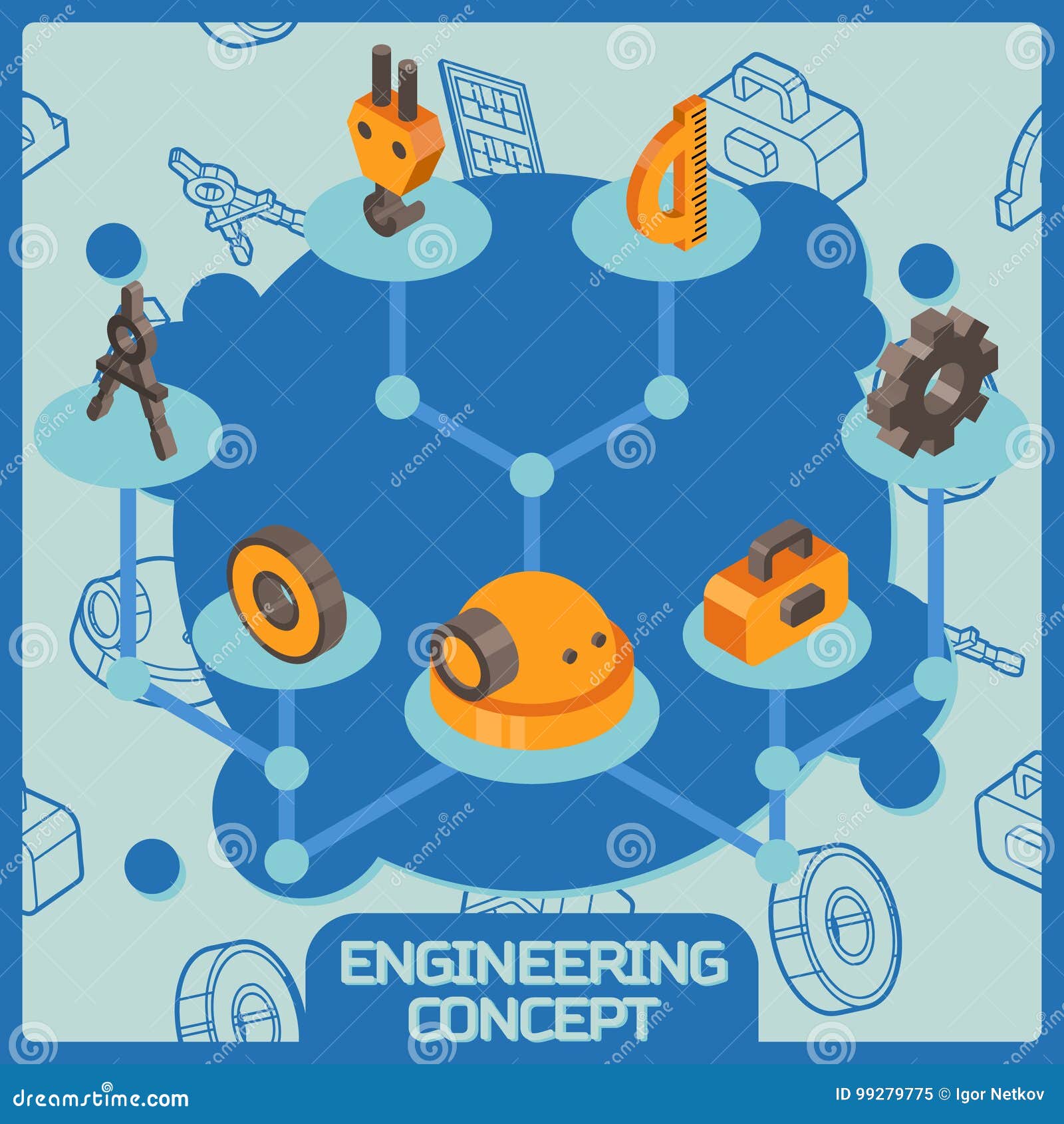 Engineering Color Isometric Concept Stock Vector Illustration Of