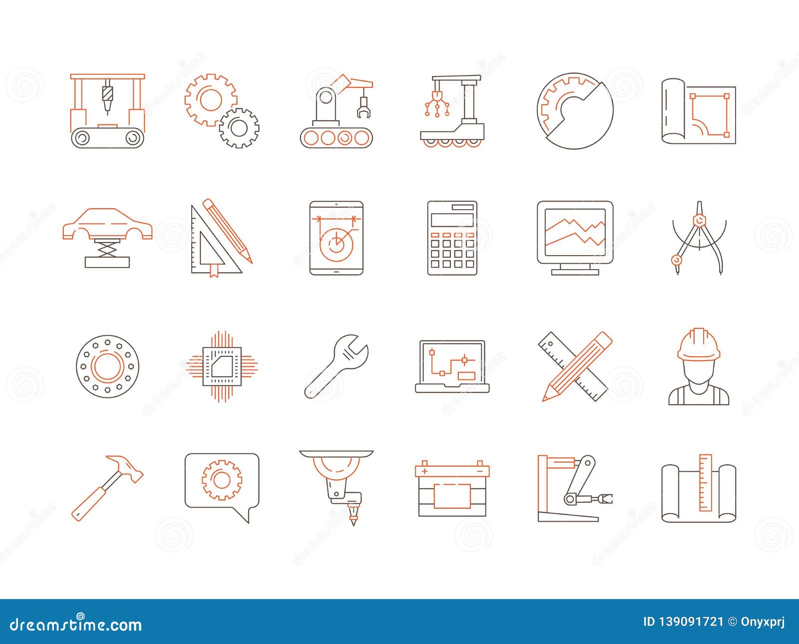 Mechanical Line Icons Collection. Gears, Bearings, Pistons, Cogs ...