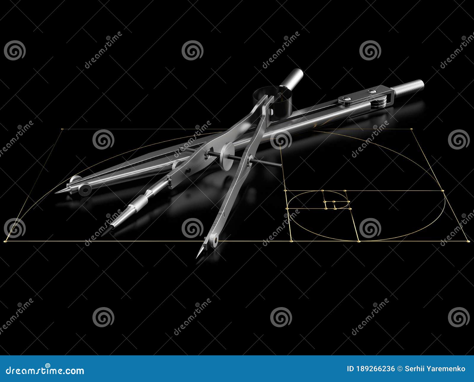 Engineering Compass on Black Background Stock Illustration ...