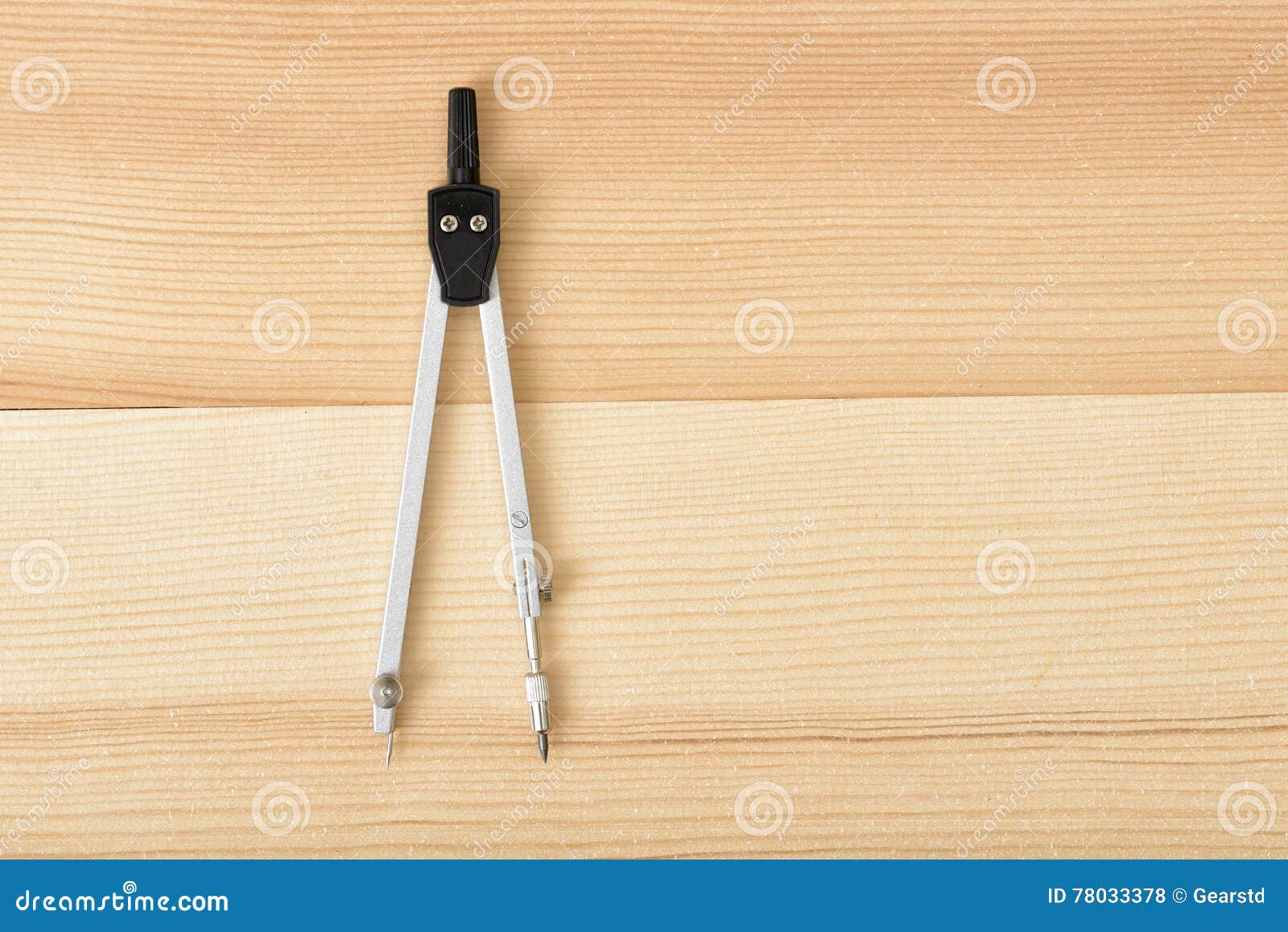 Engineering Compass on a Wooden Surface in Top View. Stock Photo ...
