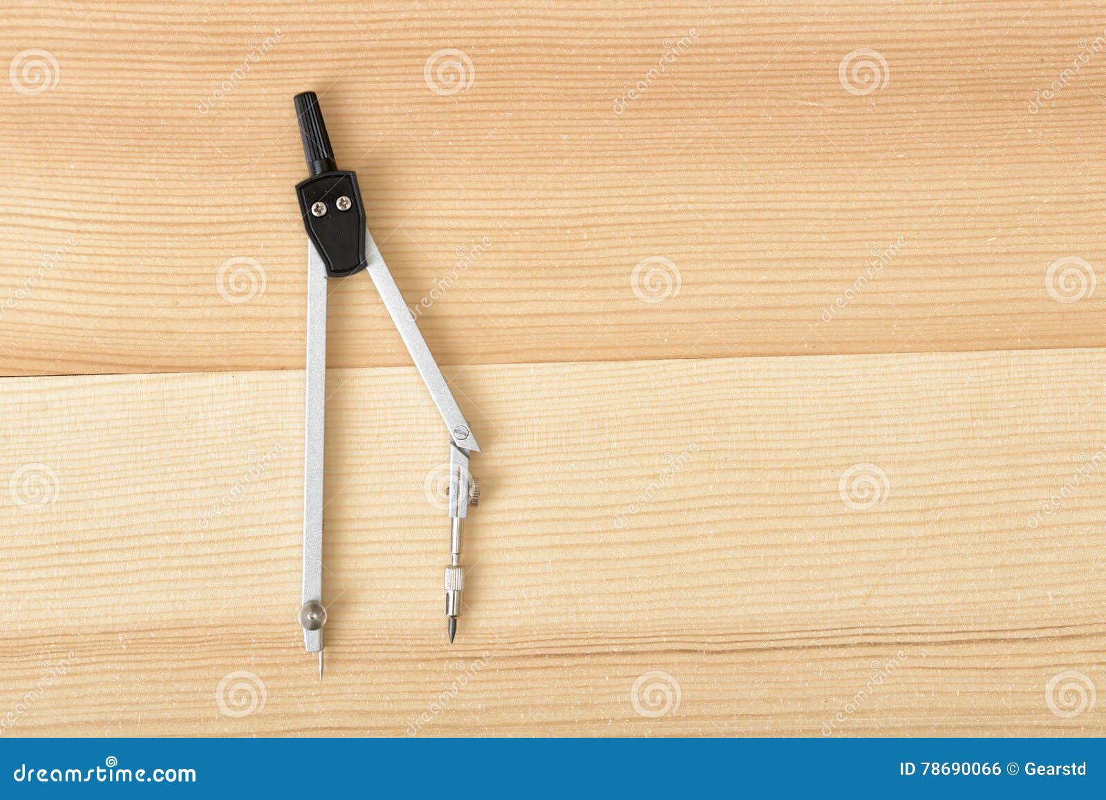 Engineering Compass on a Wooden Surface in Top View. Stock Photo ...