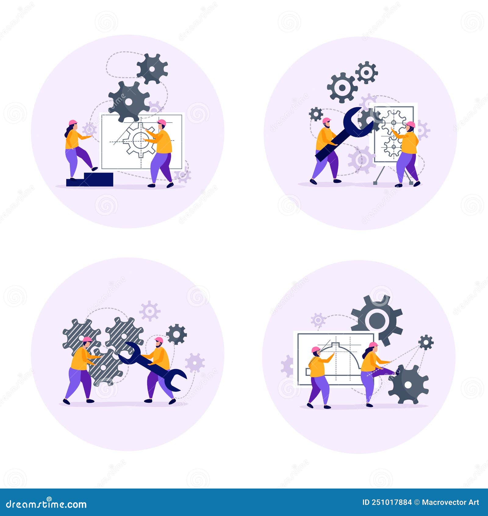 Engineering Concept Icons Set Stock Vector - Illustration of male ...