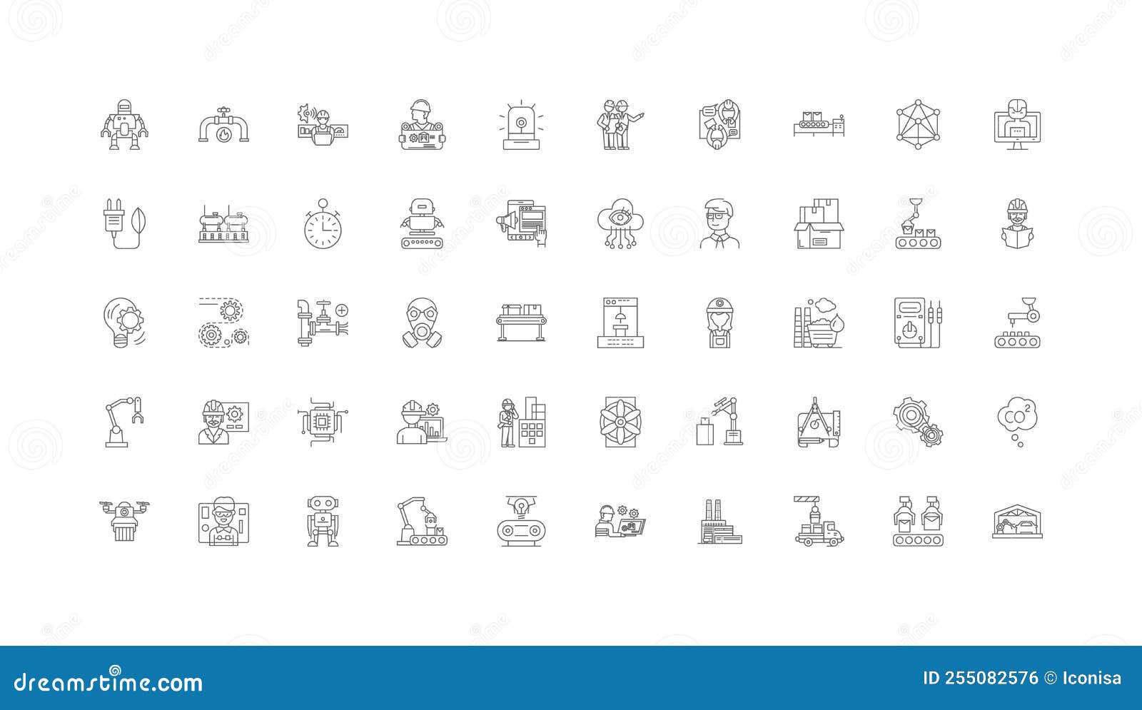 Engineering Concept Illustration, Linear Icons, Line Signs Set, Vector ...