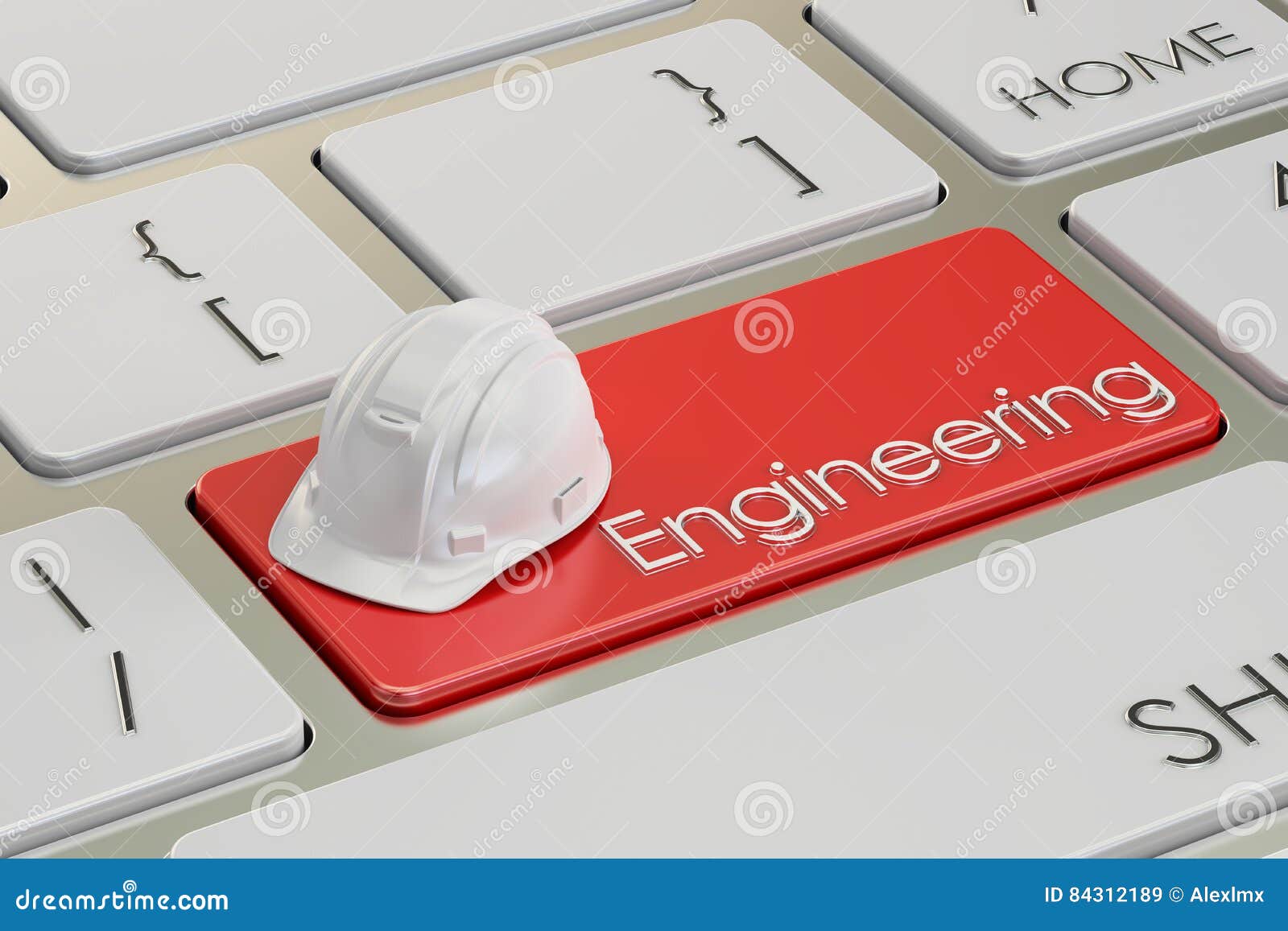 Engineering Concept on Keyboard Button, 3D Rendering Stock Illustration ...
