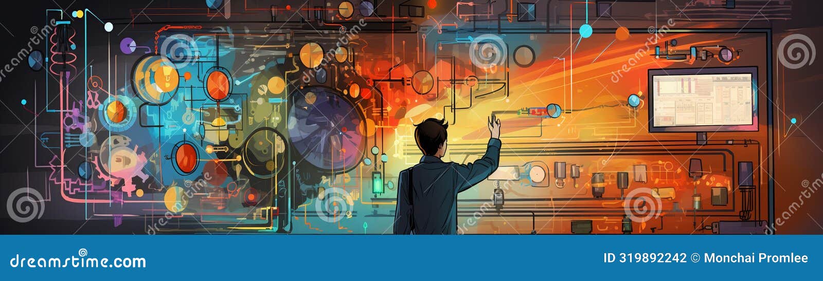 Engineering Concepts on Digital Whiteboard, Flat Design, Front View ...