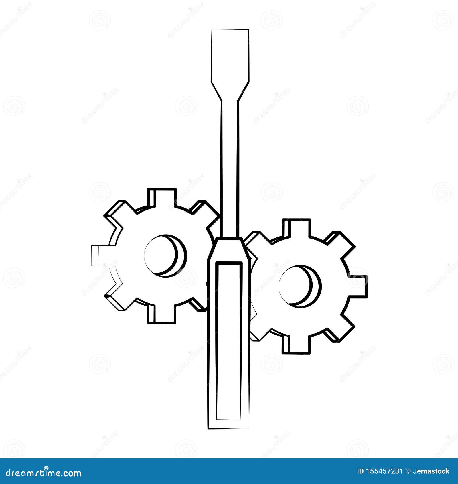 Engineering Construction Factory Industry Cartoon Drawing in Black and ...