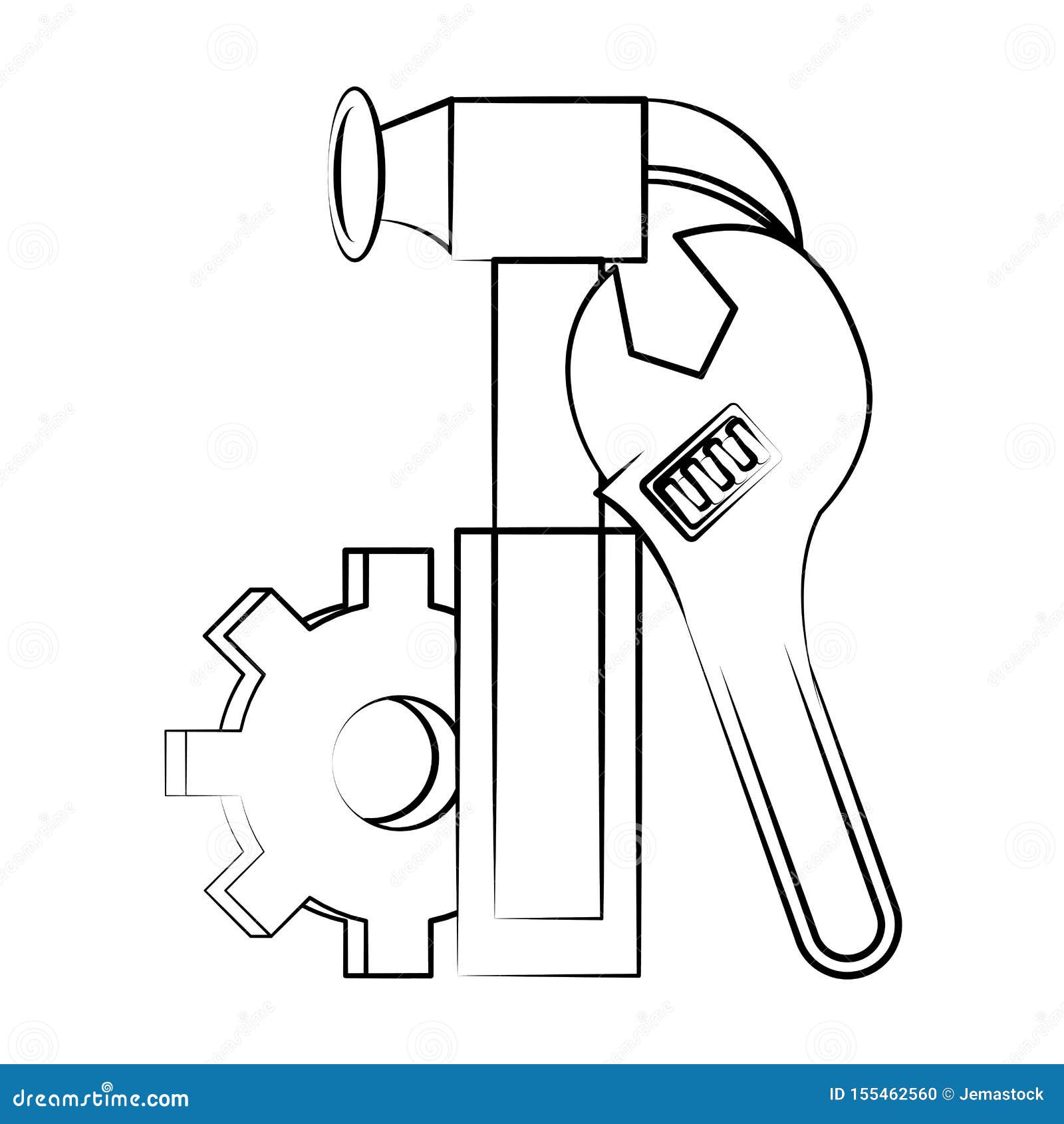 Engineering Construction Factory Industry Cartoon Drawing in Black and ...