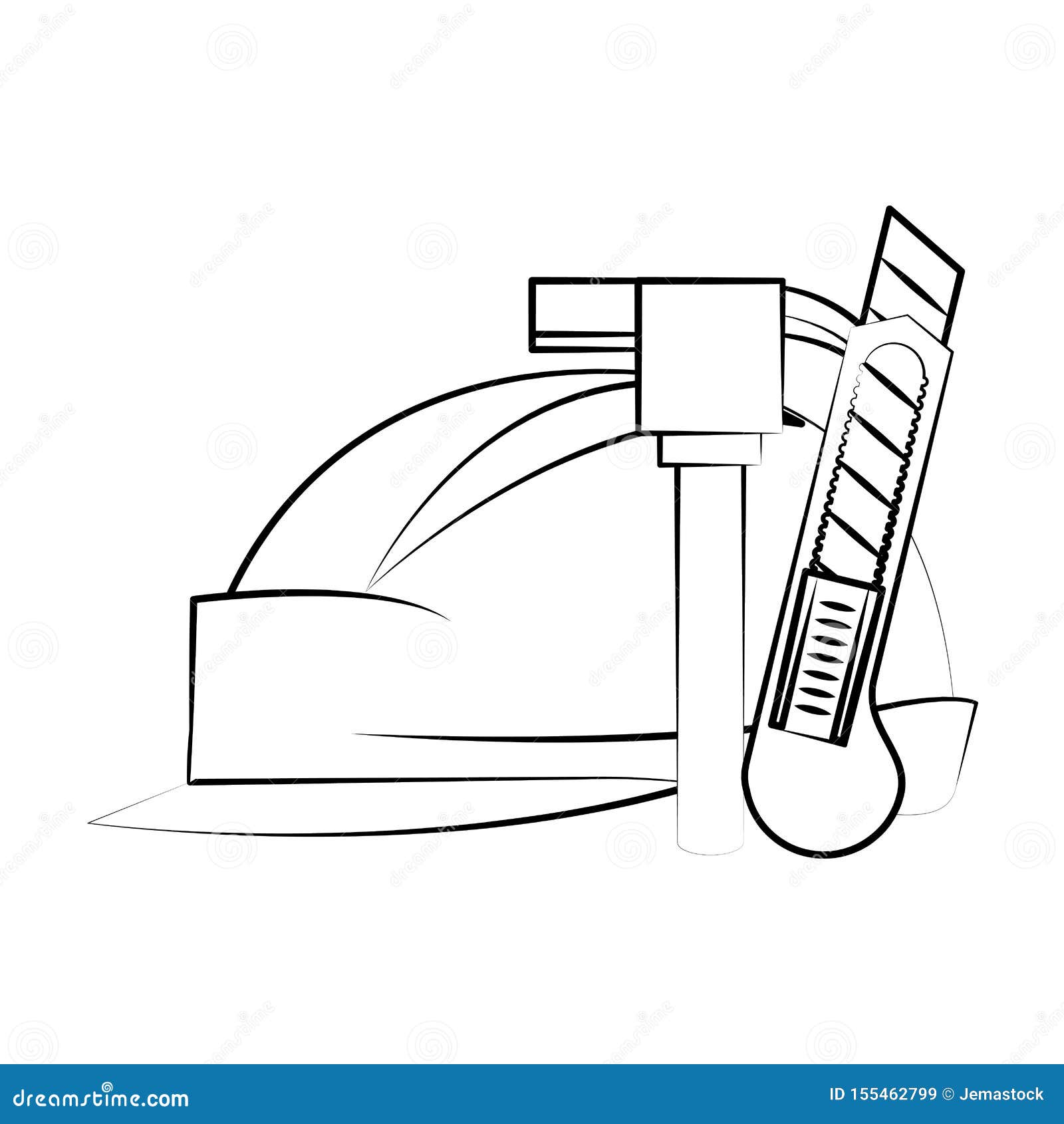 Engineering Construction Factory Industry Cartoon Drawing in Black and ...