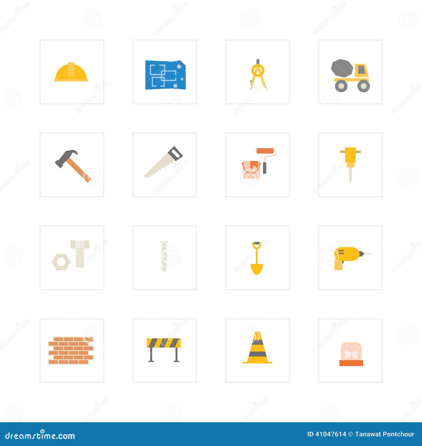 Engineering and Construction Icon Set. Stock Vector - Illustration of ...