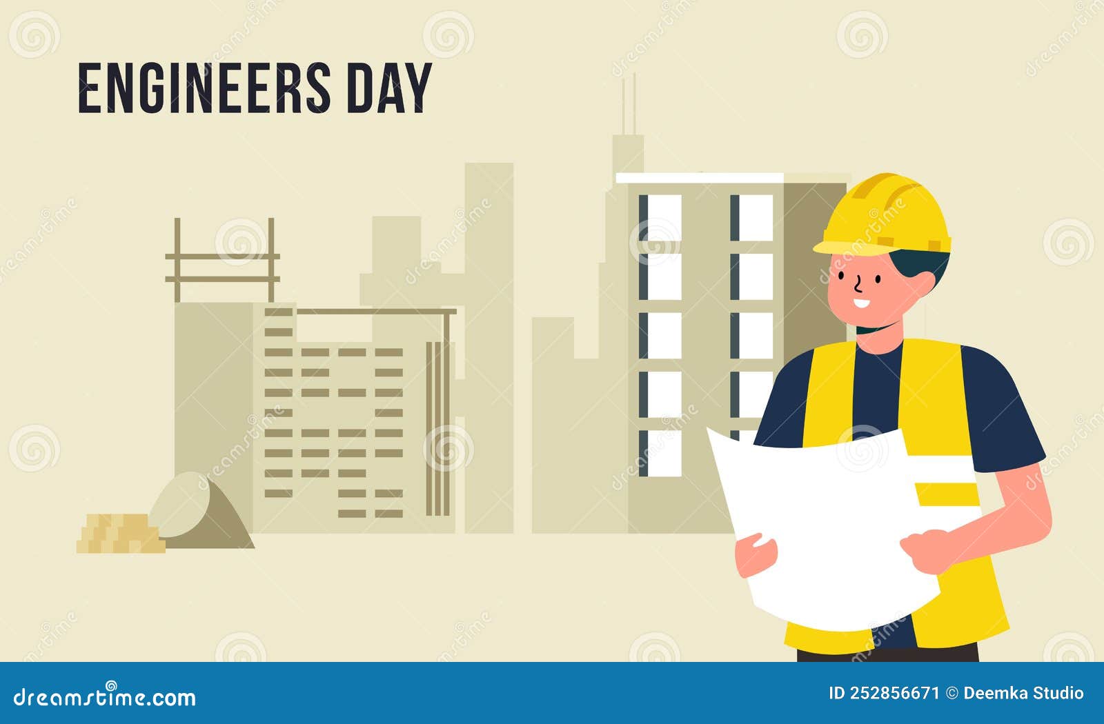 Engineering and Construction Illustrated. Happy Engineers Day Stock ...