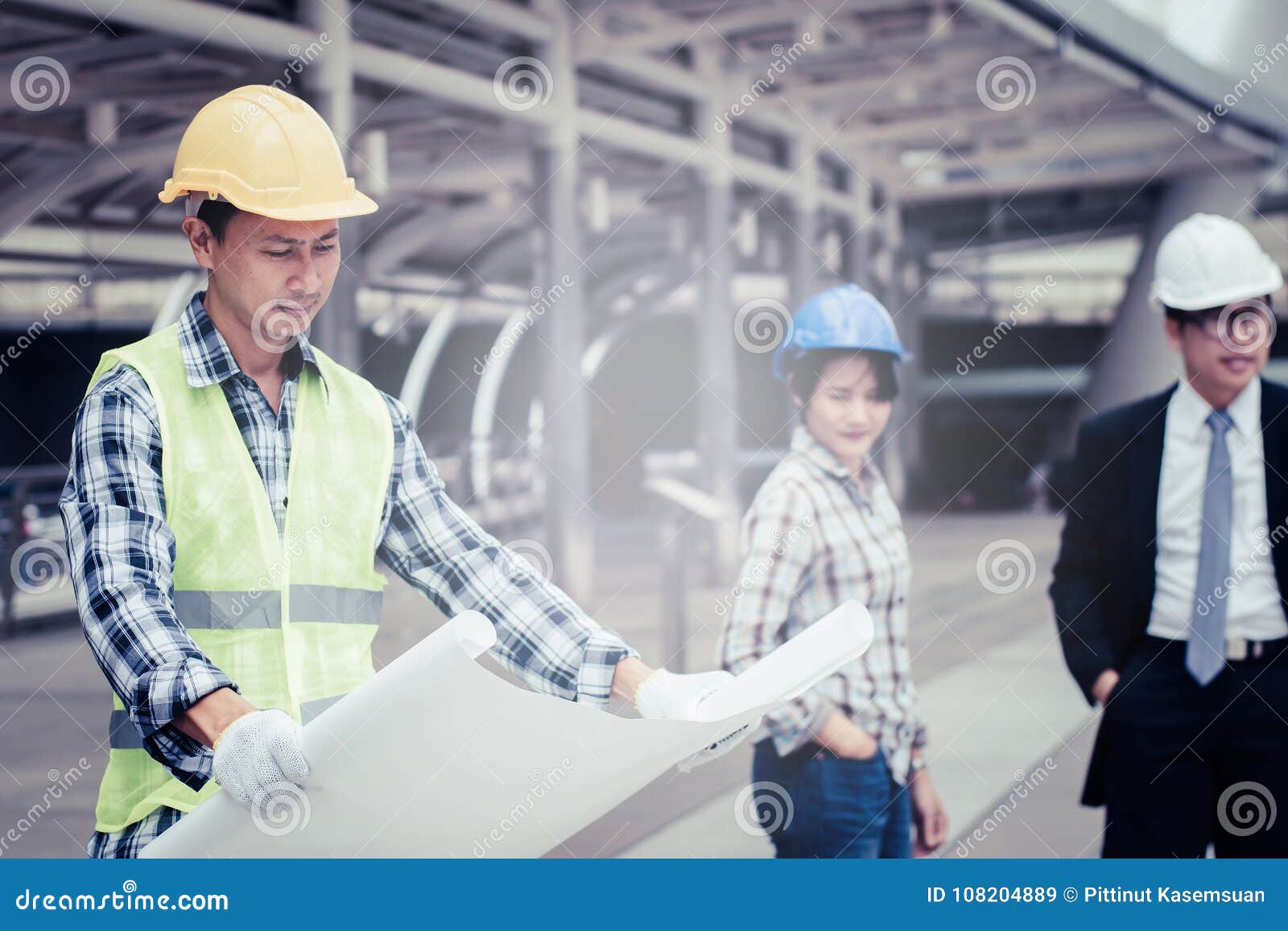 Engineering Construction Teamwork Concept : Professional Engineer Work ...