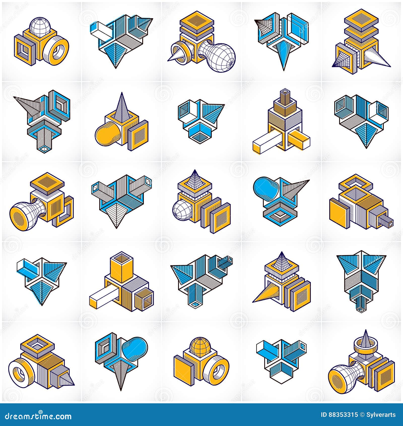 Engineering Constructions Collection, Abstract Vectors Set. Stock ...