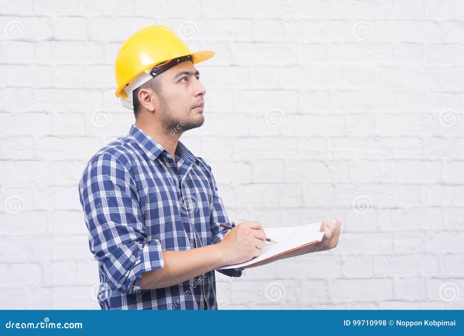 Engineering Creative Architect Thinking while Drawings Plan. Stock ...