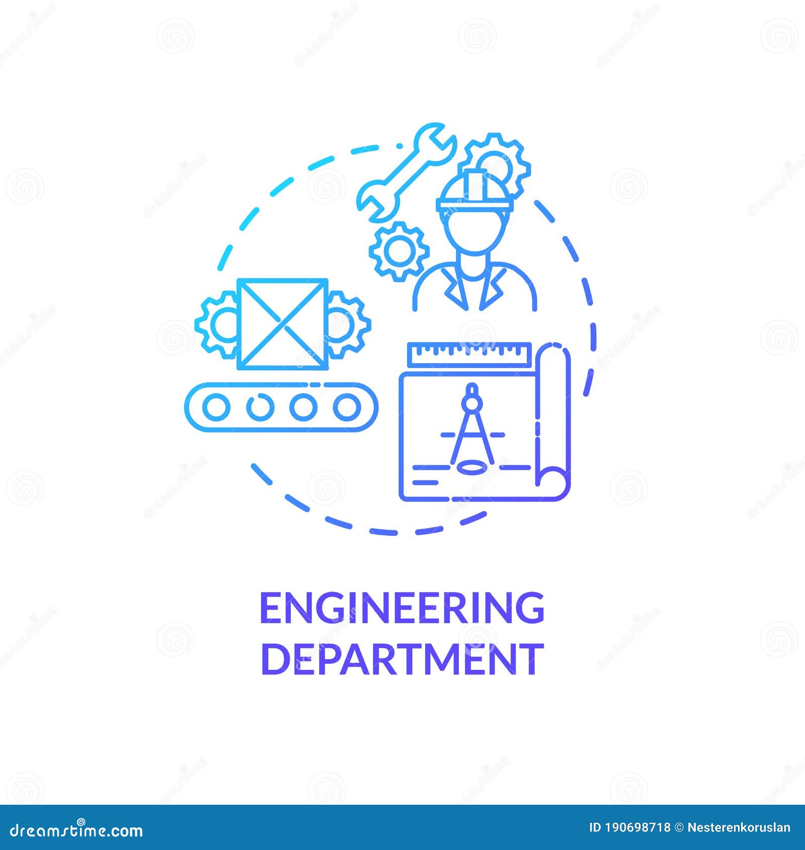 Engineering Department Blue Gradient Concept Icon Stock Vector ...