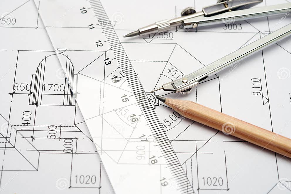 Engineering Design and Drawing Tools Stock Image - Image of draw ...