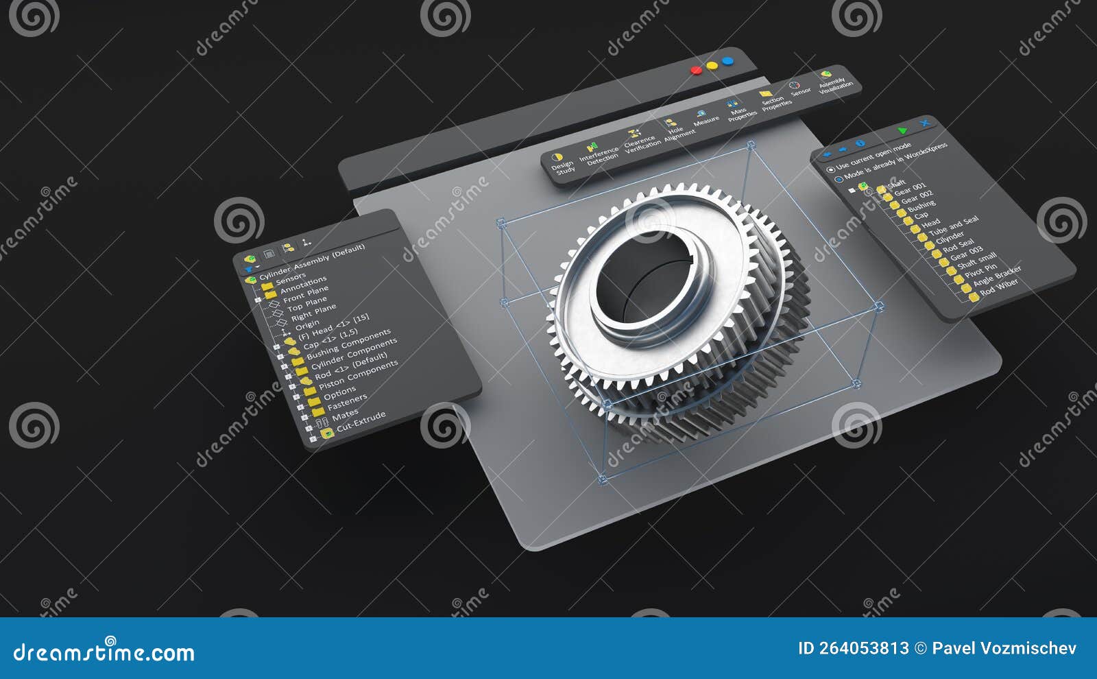 An Engineering Designer Designs 3D CAD Software. The Model Is A ...
