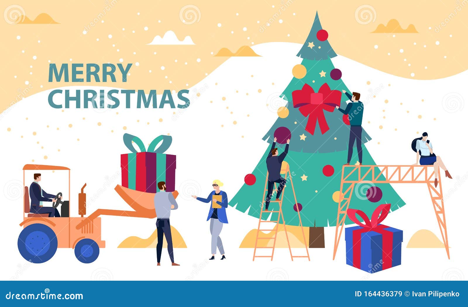 Engineering and Developing Business Christmas Concept Vector ...