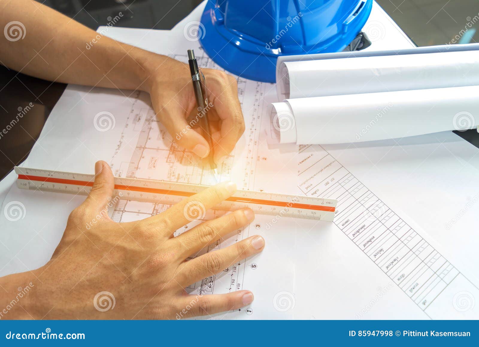 Engineering Diagram Blueprint Paper Drafting Project Sketch Arch Stock ...