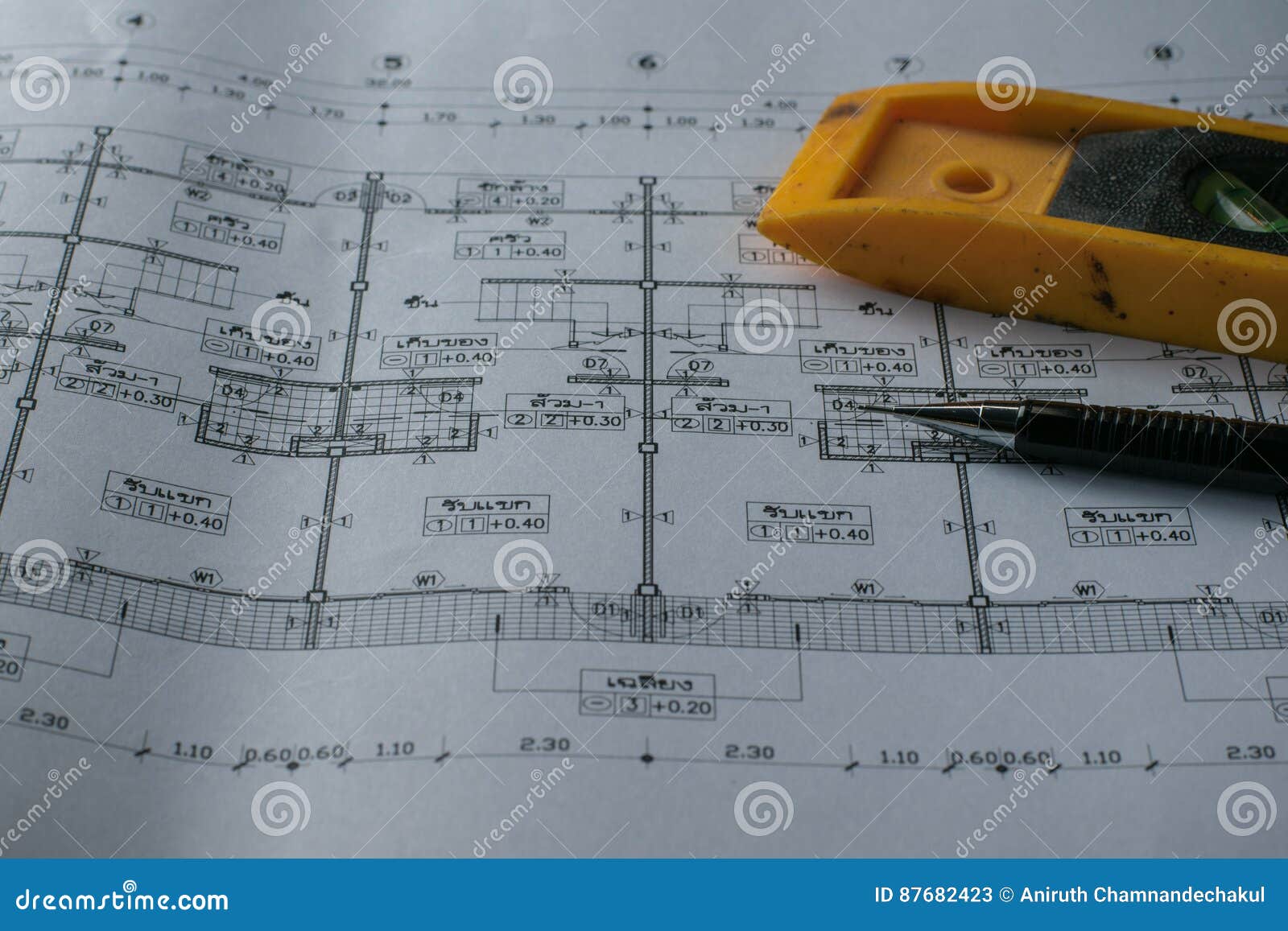 Engineering Diagram Blueprint Paper Drafting Project Sketch Arch Stock ...