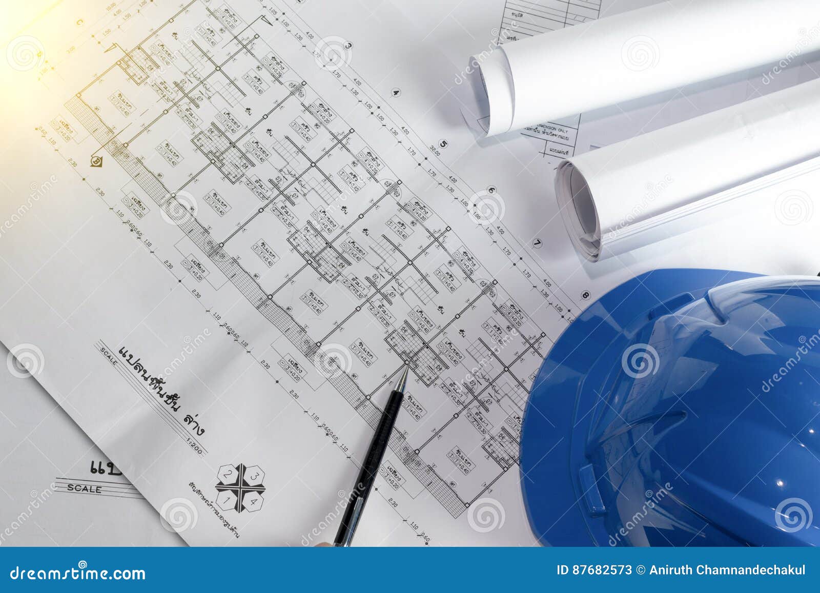 Engineering Diagram Blueprint Paper Drafting Project Sketch Arch Stock ...