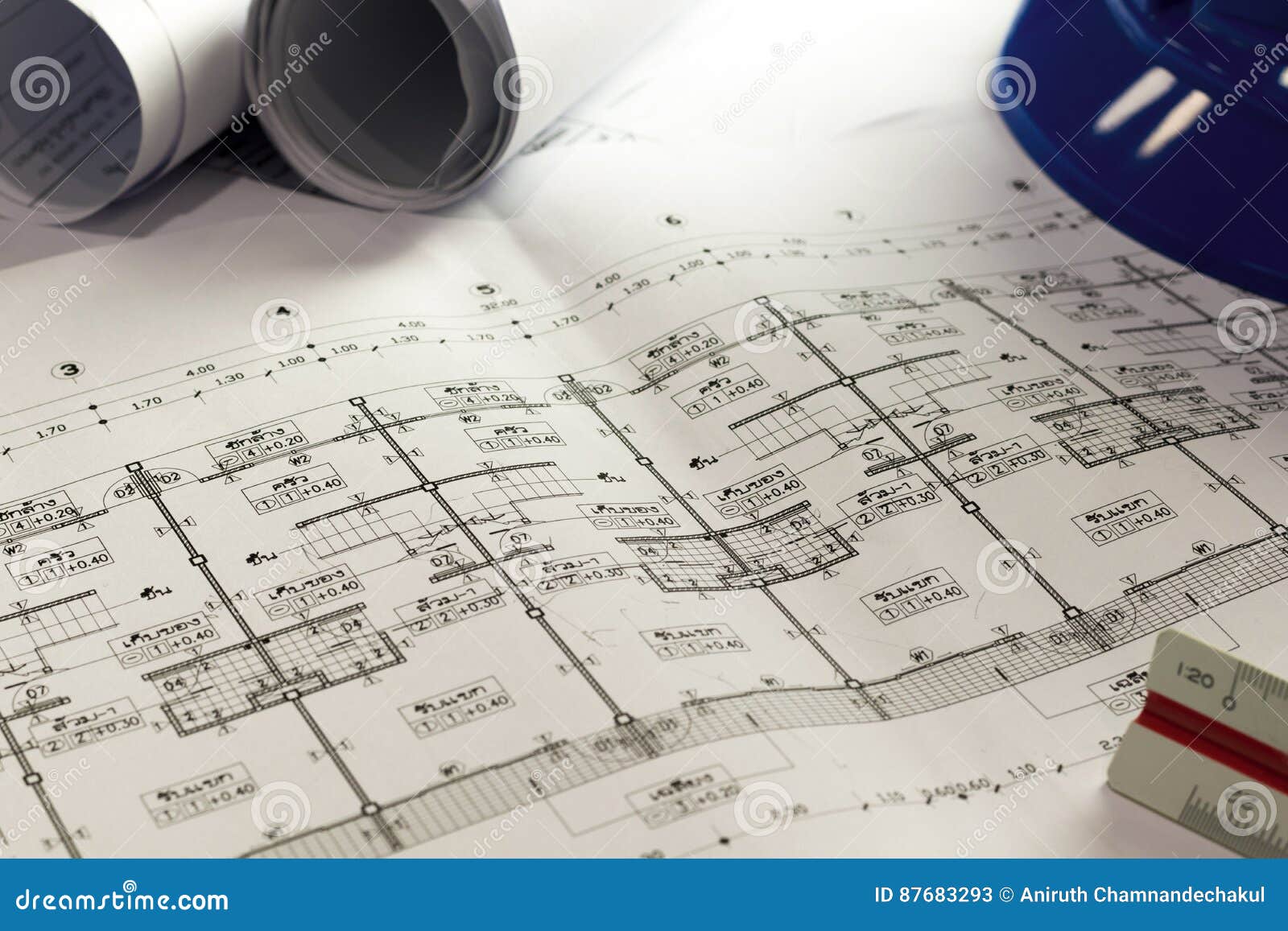Engineering Diagram Blueprint Paper Drafting Project Sketch Arch Stock ...