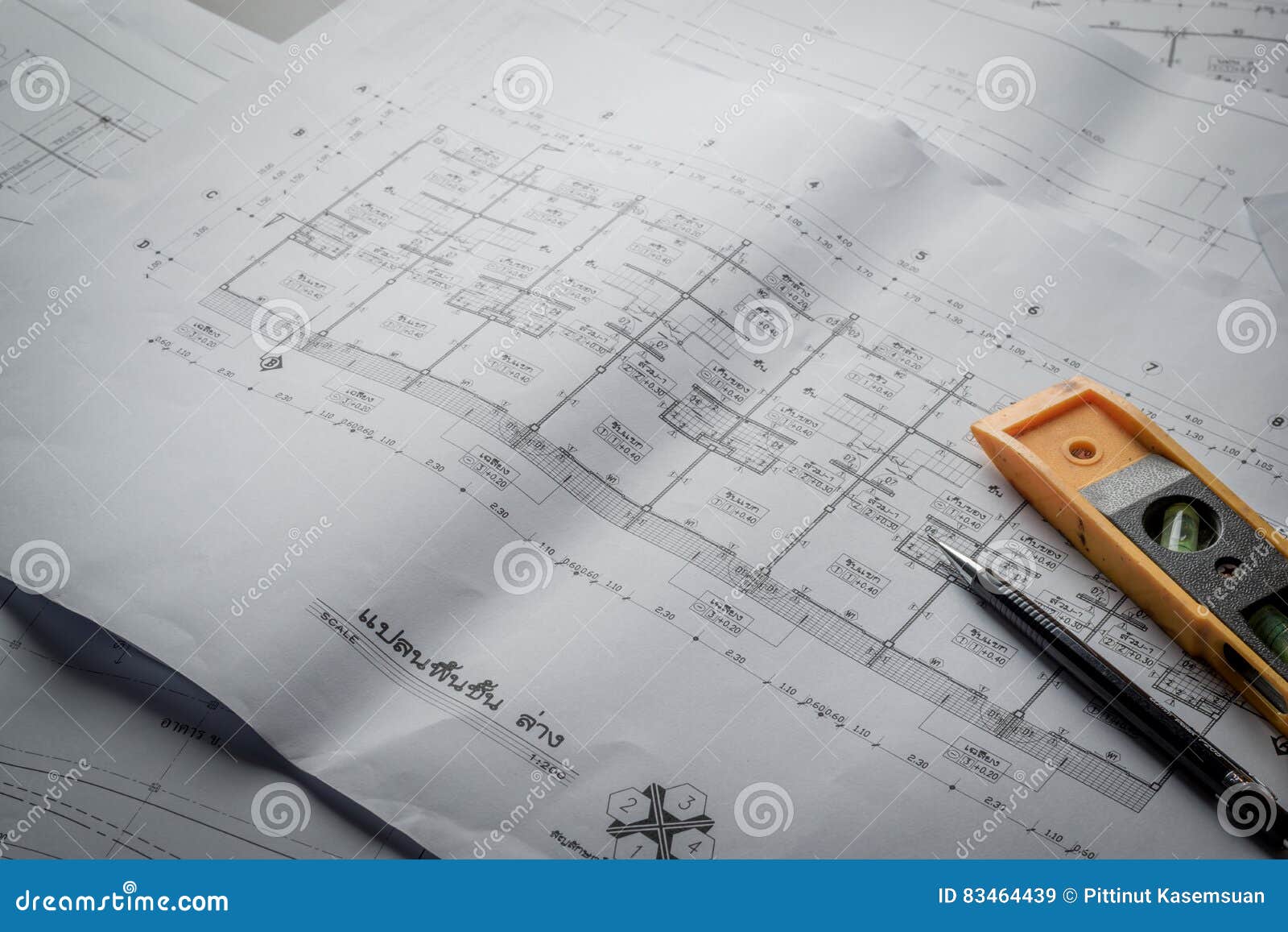 Engineering Diagram Blueprint Paper Drafting Project Sketch Stock Image ...