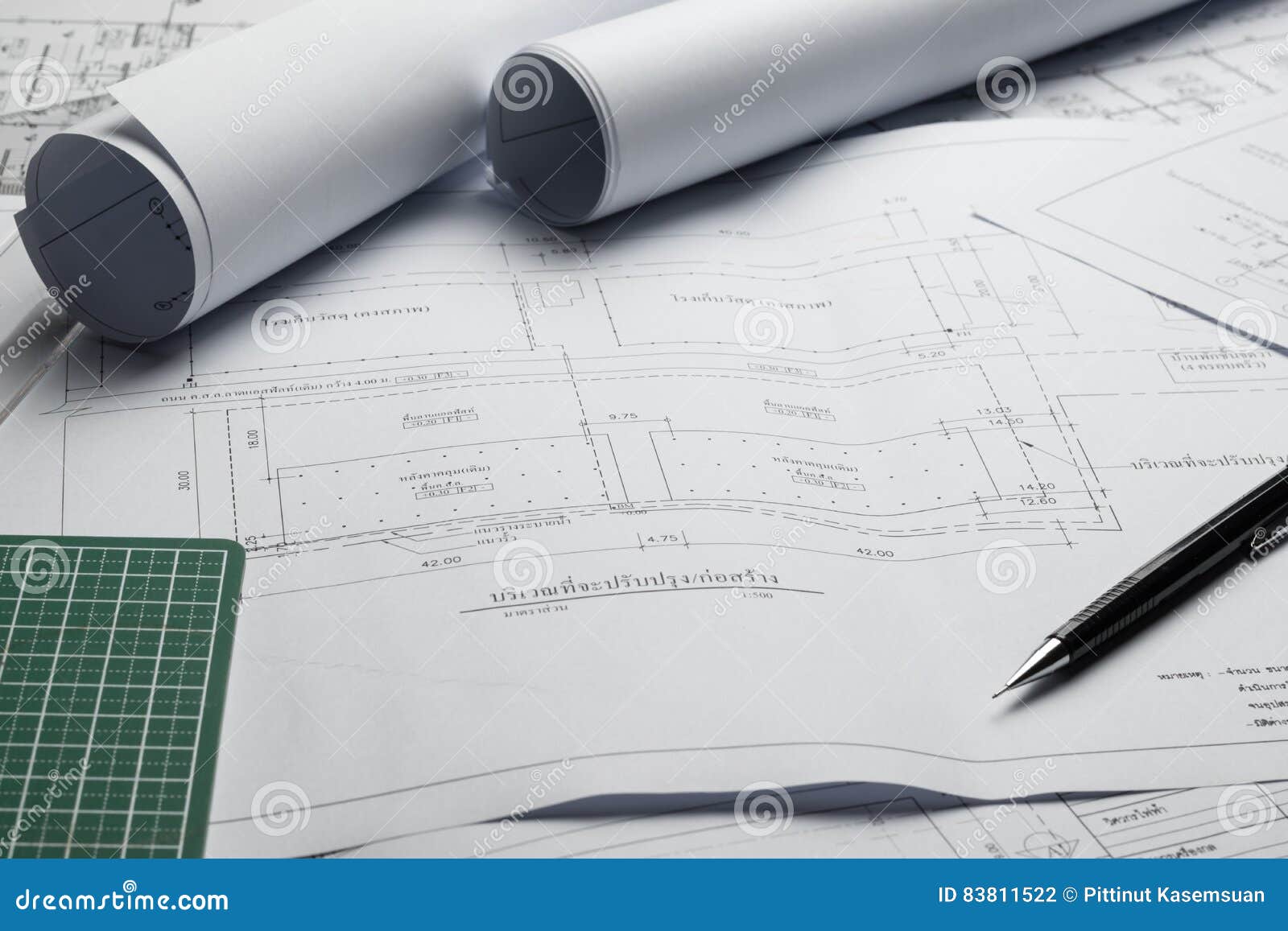 Engineering Diagram Blueprint Paper Drafting Project Sketch Stock Photo ...