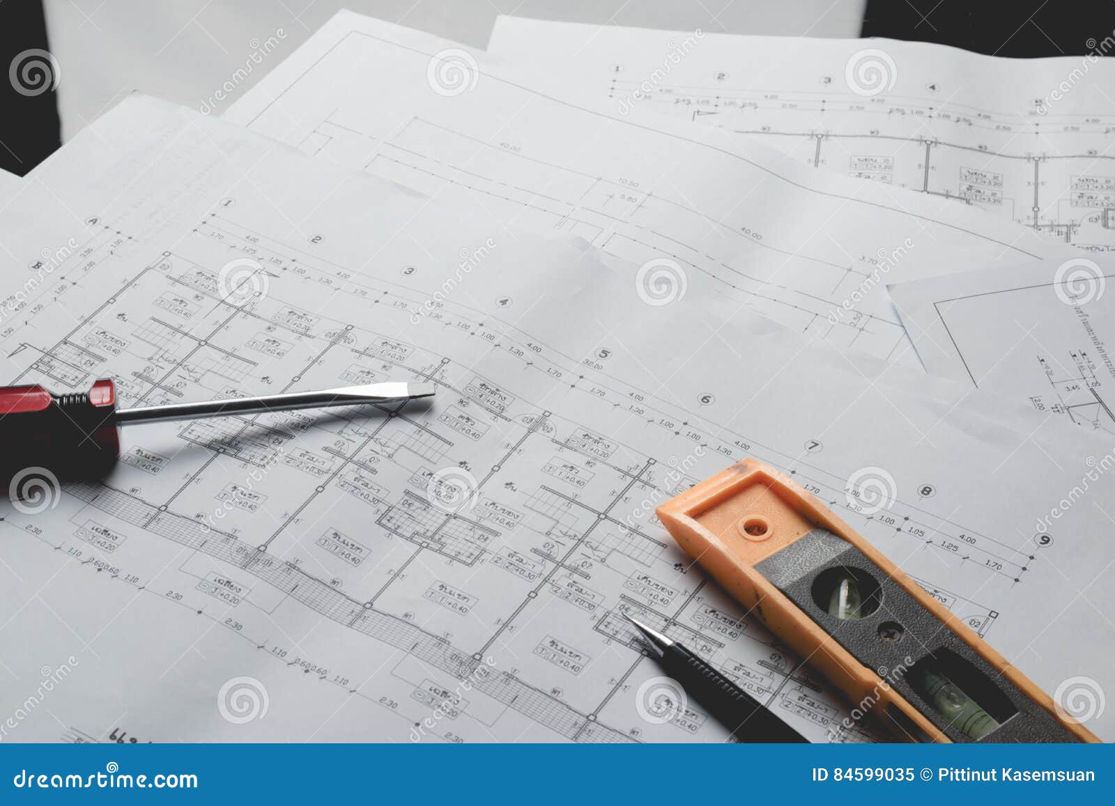 Engineering Diagram Blueprint Paper Drafting Project Stock Image ...