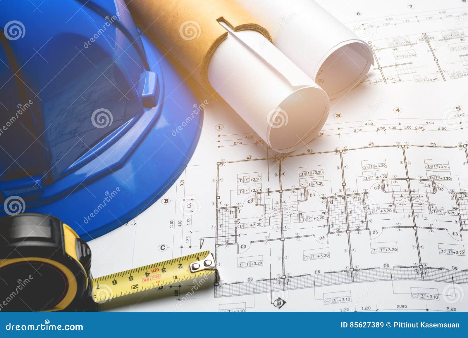 Engineering Diagram Blueprint Paper Drafting Project Sketch Stock Image ...