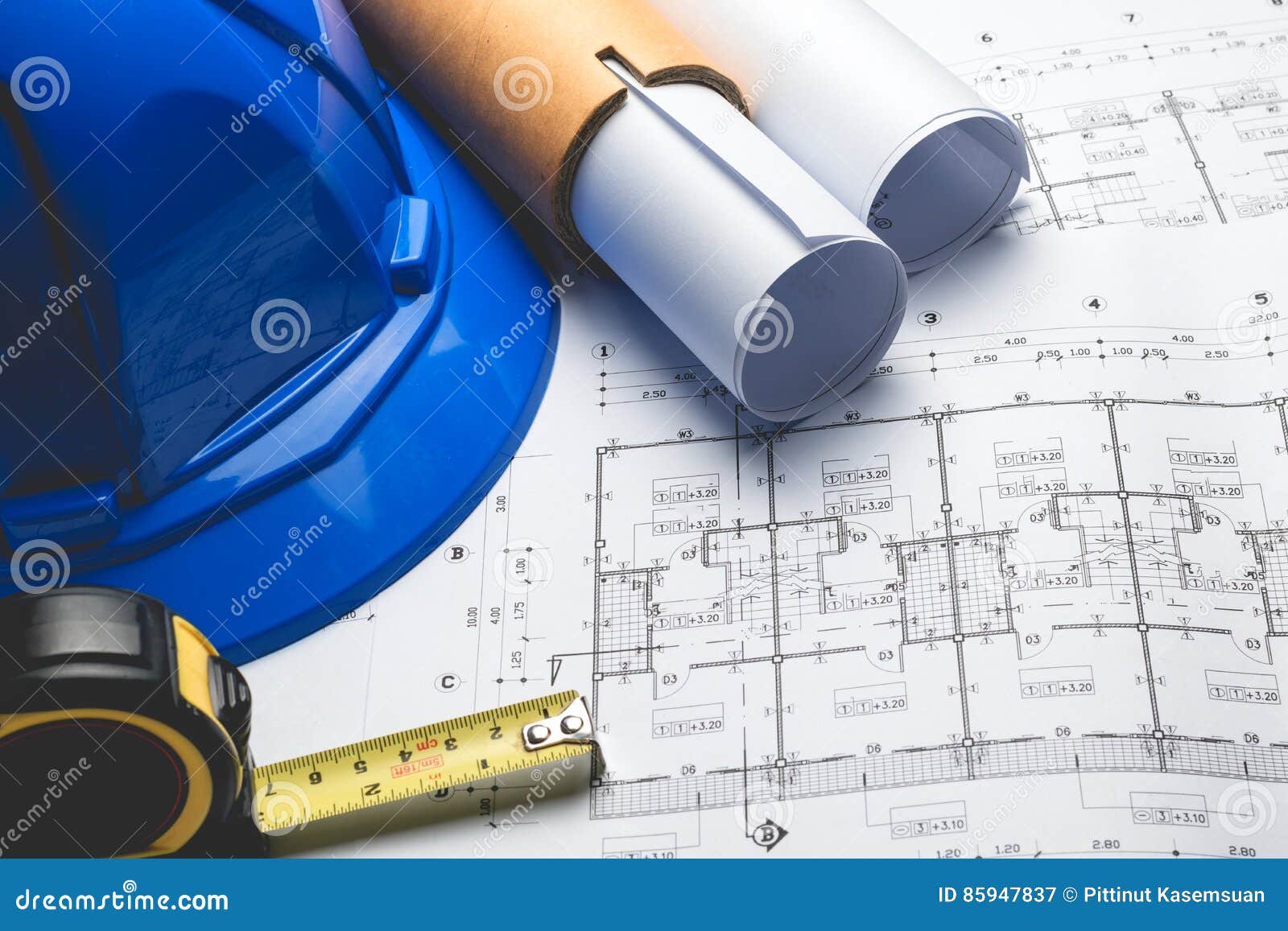 Engineering Diagram Blueprint Paper Drafting Project Sketch Stock Image ...