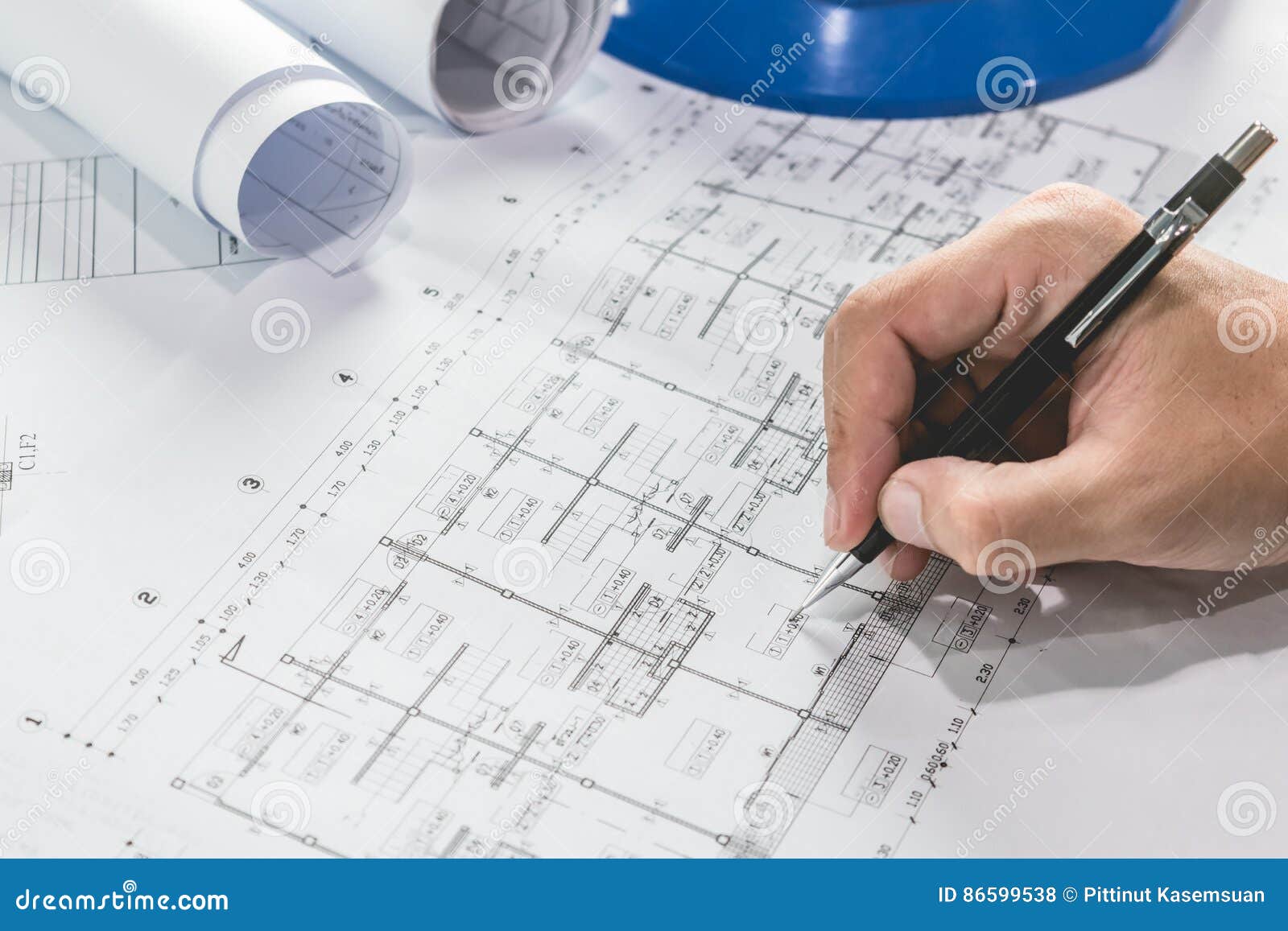 Engineering Diagram Blueprint Paper Drafting Project Sketch Stock Photo ...