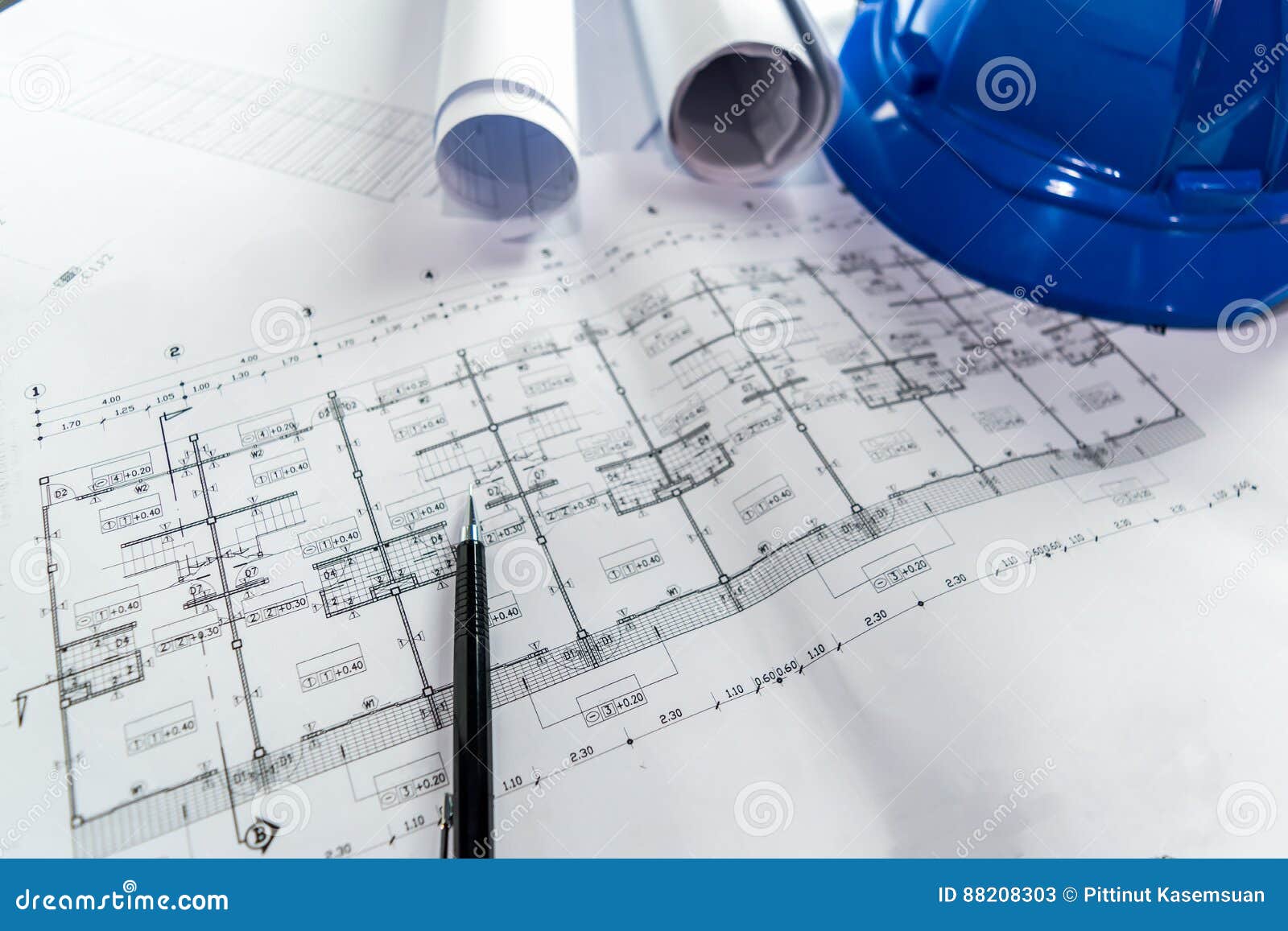 Engineering Diagram Blueprint Paper Drafting Project Sketch Stock Image ...