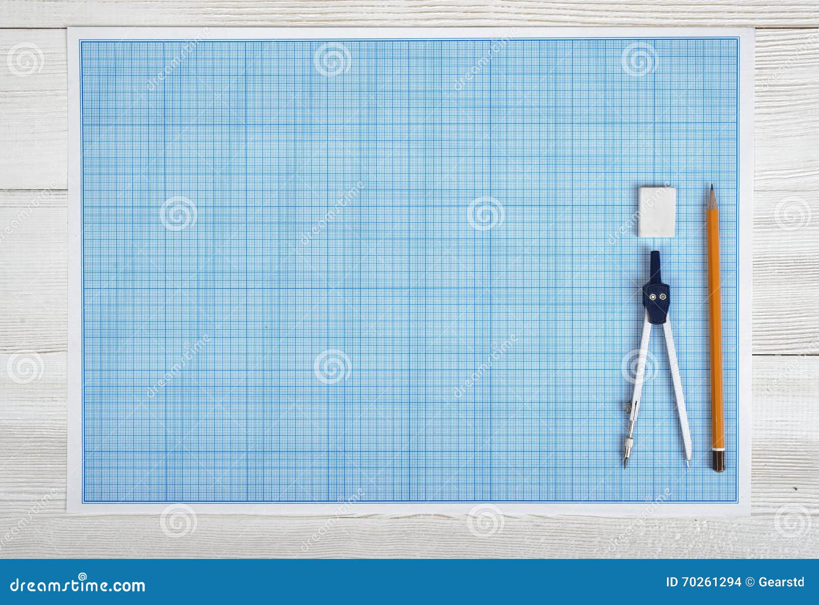 Divider, Pencil, Pen, Ruler, Glasses And Smartphone And Blueprint On ...