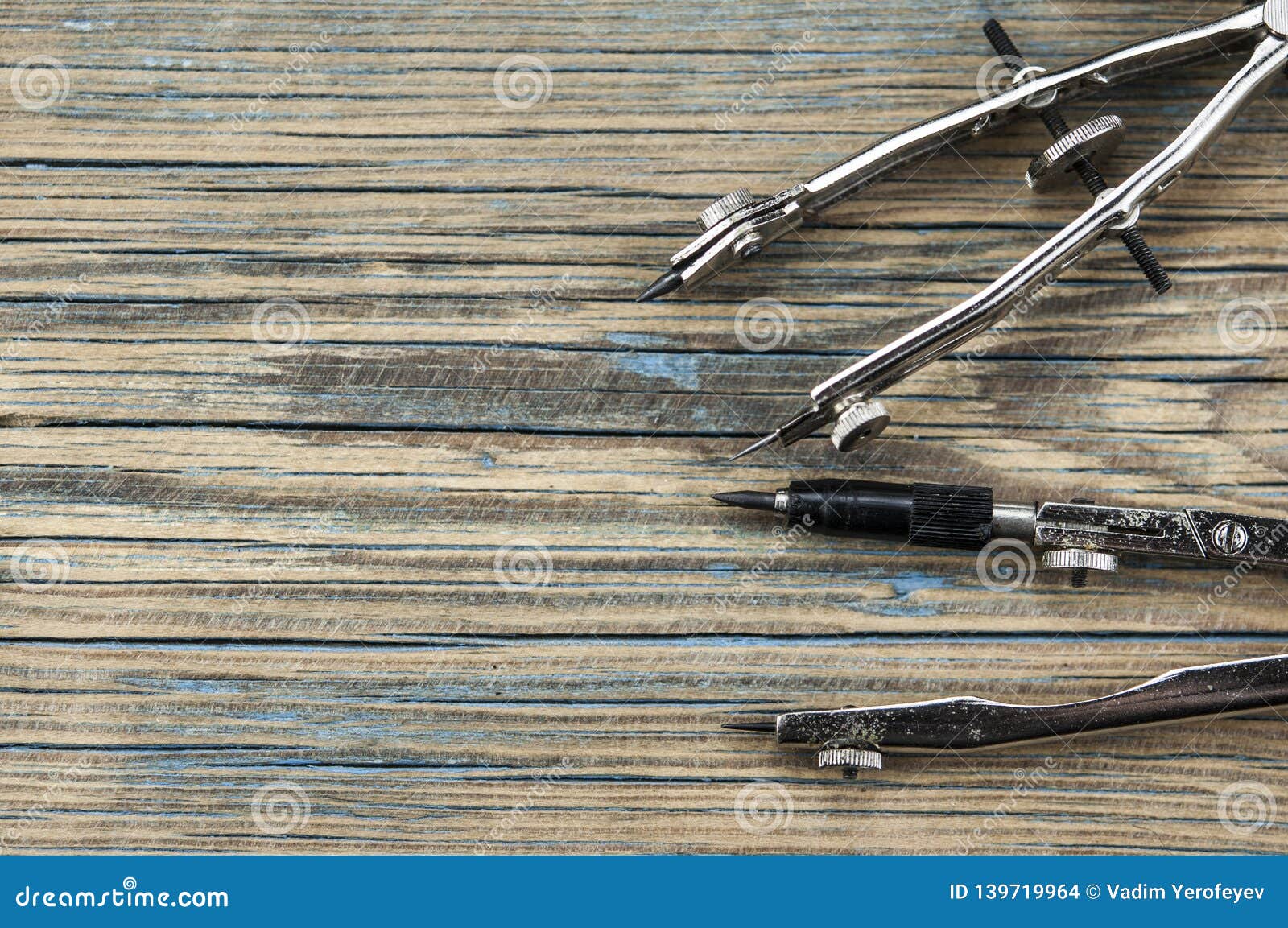 Engineering Dividers Tools on Wood Table Stock Photo - Image of tool ...